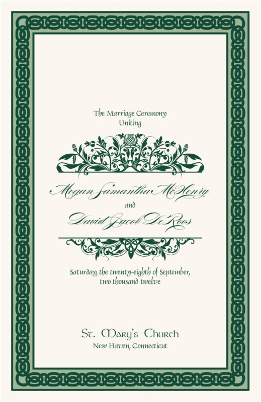 Vintage Scott's Garden Irish and Celtic Wedding Programs and Church Programs - Documents and Designs